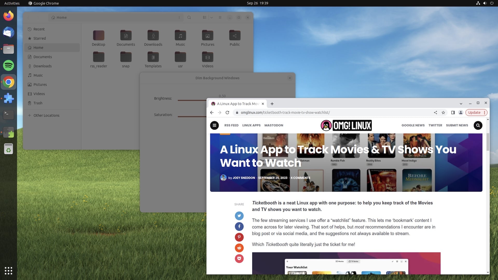 Dim Inactive Windows to Help Focus Using a GNOME Extension - OMG! Linux